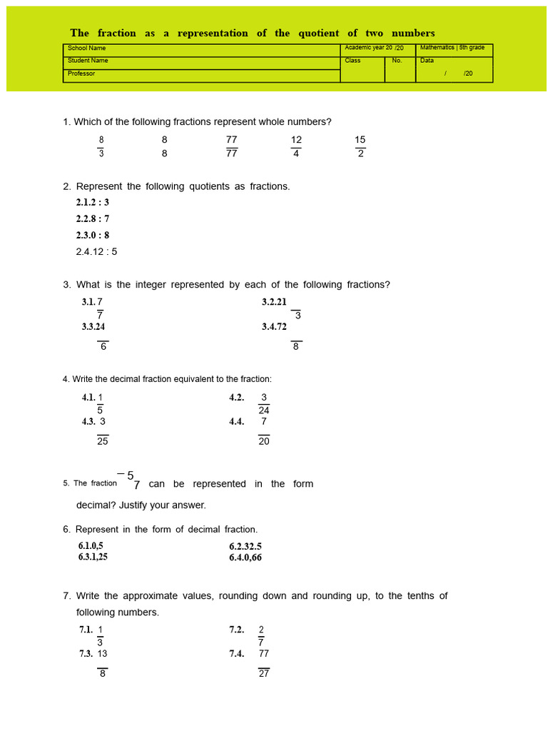 The Fraction As Representation of The Quotient of Two Natural Numbers ...
