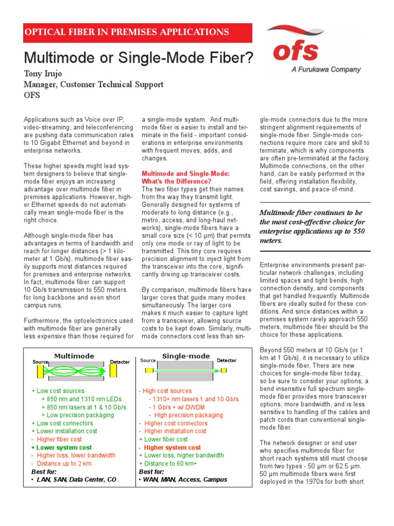 Multi Mode or Single Mode | PDF | Optical Fiber | Wavelength Division ...