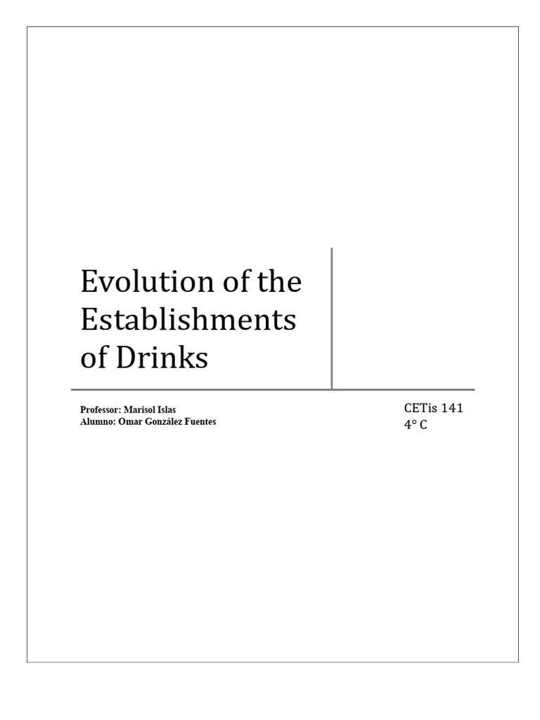 Evolution of Beverage Establishments | PDF | Bartender | Drink