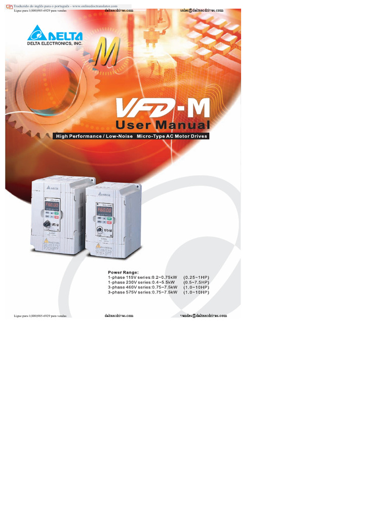 Manual de Instalação VFD-M Delta AC | PDF | Engenharia Elétrica ...