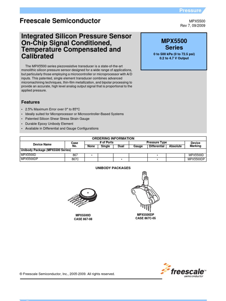 Freescale Semiconductor Integrated Silicon Pressure Sensor On-Chip ...