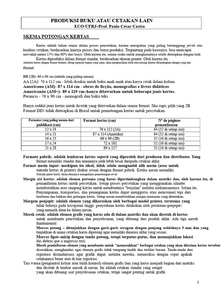 Panduan Format Kertas untuk Percetakan | PDF