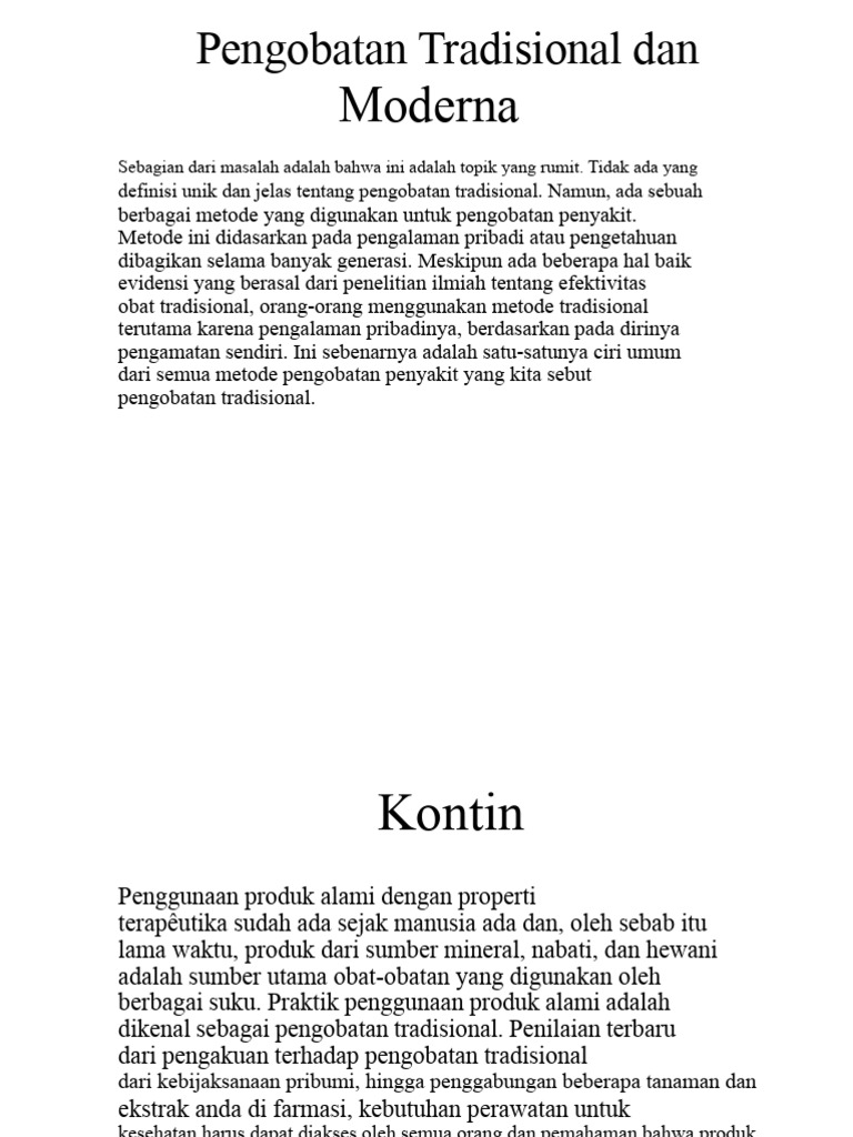 Pengobatan Tradisional Dan Modern | PDF