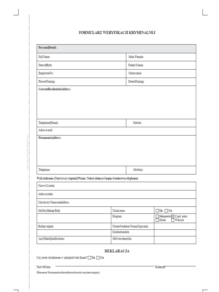 Formularz BVC | PDF