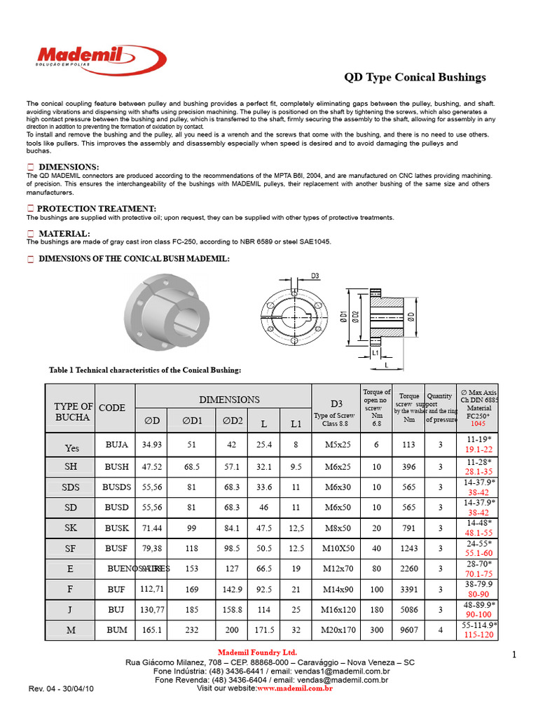 Conical Bushing Catalog | PDF | Tools | Metalworking