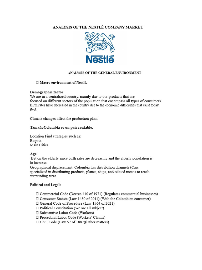 Macro Environment of Nestlé | PDF | Life Cycle Assessment | Supply Chain