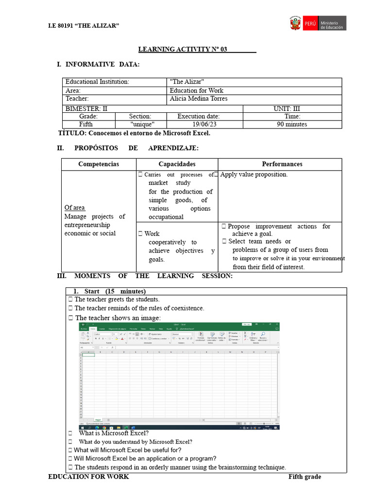 SESSION No. 10 FIFTH GRADE EPT | PDF | Microsoft Excel | Spreadsheet