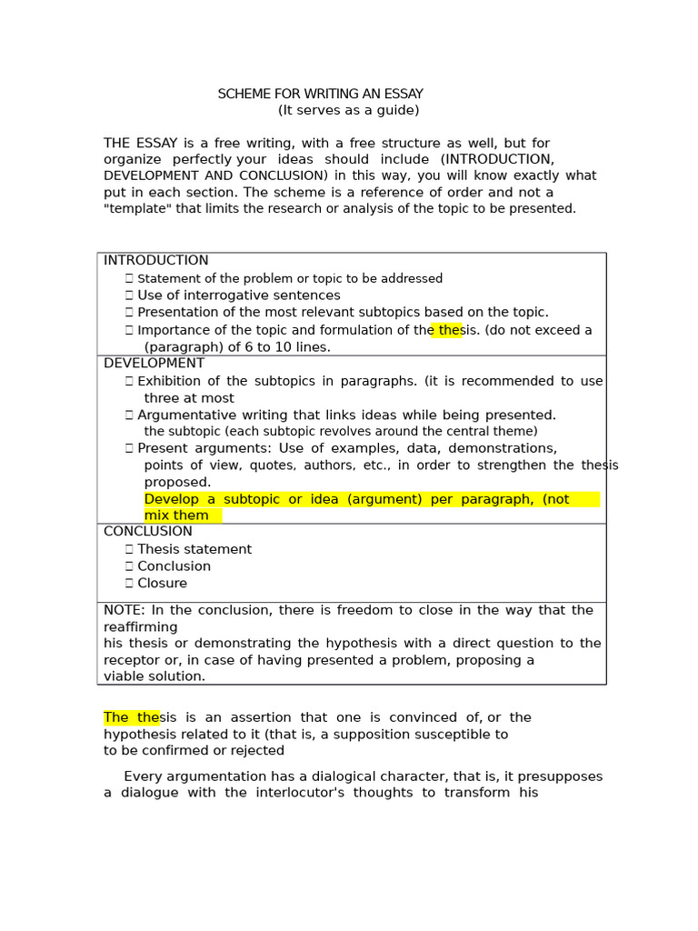 Essay Writing Scheme Guide | PDF | Essays | Argument