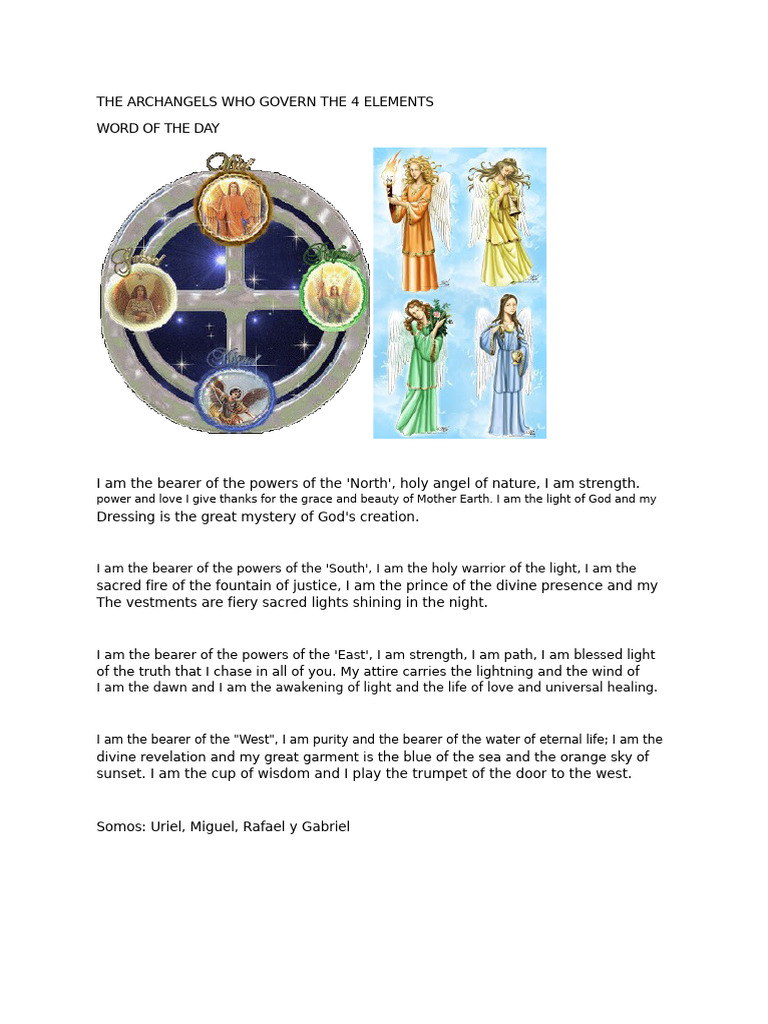 The Archangels That Govern The 4 Elements | PDF | Archangel | Angel