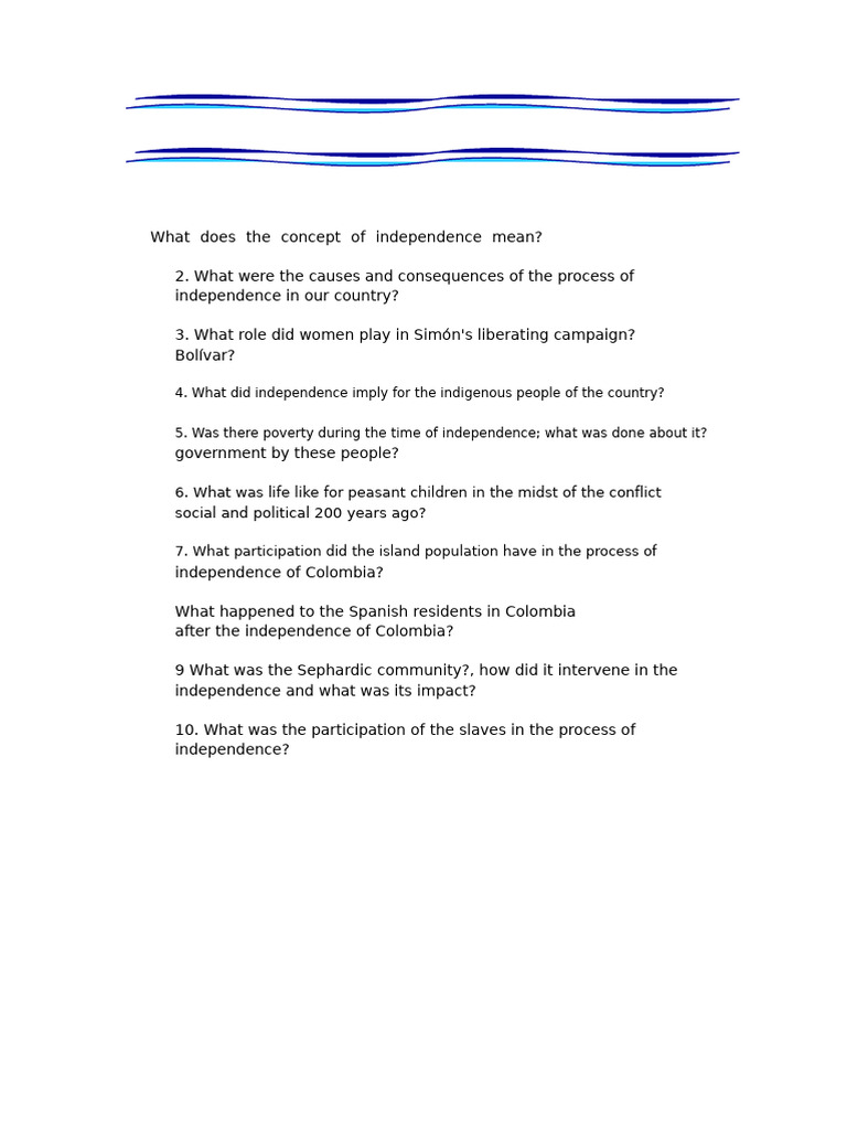 Independence Questionnaire | PDF