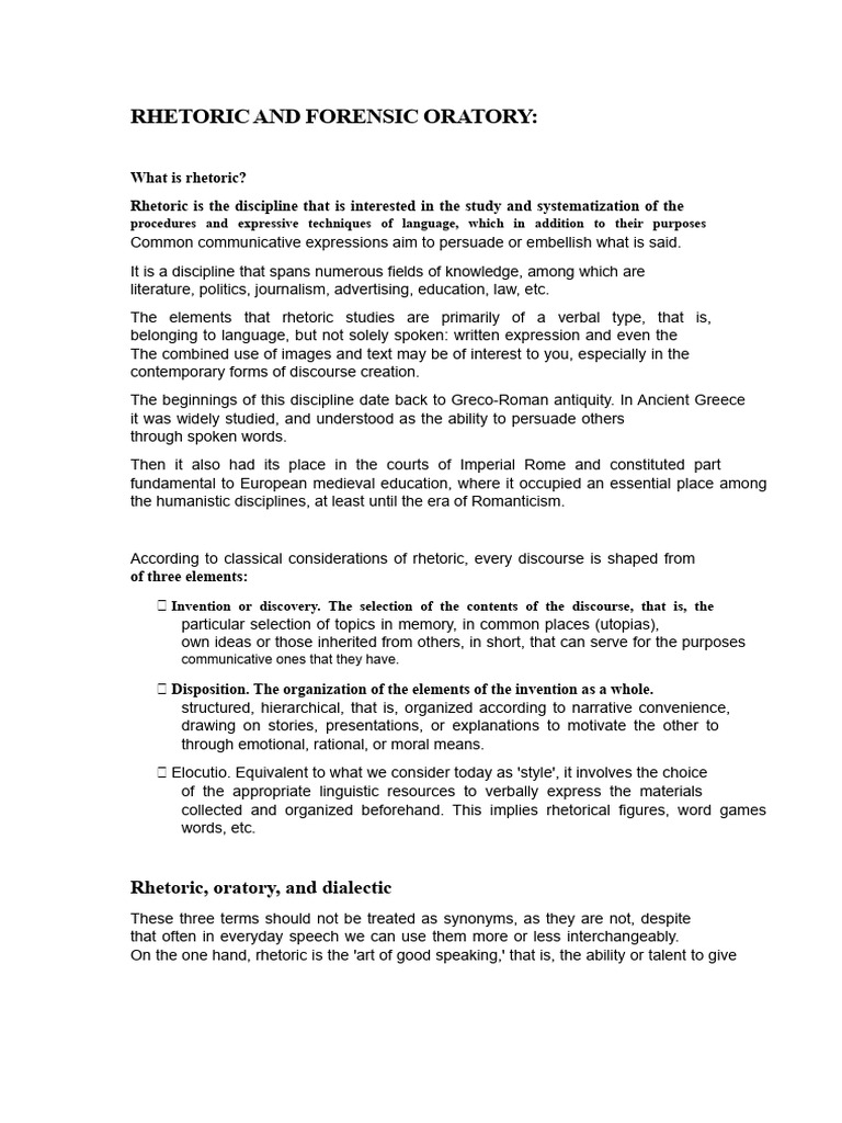 Rhetoric and Forensic Oratory | PDF | Rhetoric | Argument