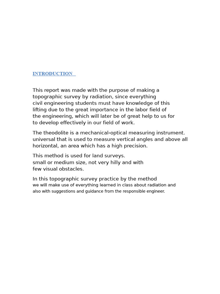 Topographic Survey Using Radiation Method | PDF | Surveying | Topography