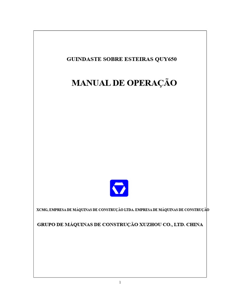 Manual de Operação Guindaste QUY650 | PDF | Guindaste (máquina ...