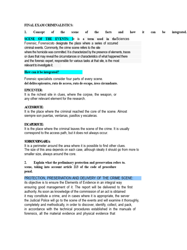 Forensic Crime Scene Analysis Guide | PDF | Forensic Science | Crime Scene