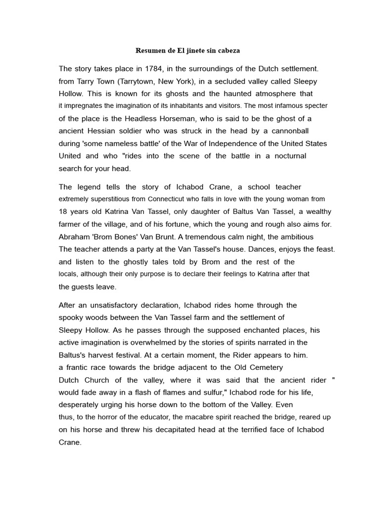 Summary of The Headless Horseman in PDF | PDF | The Legend Of Sleepy ...