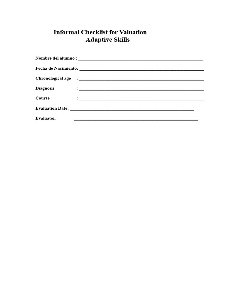Checklist of Adaptive Skills | PDF | Communication
