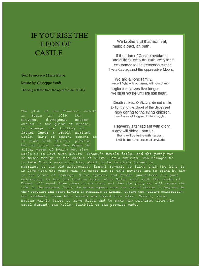 The Lion of Castile Rose Again. | PDF | Opera | Italian Language Works