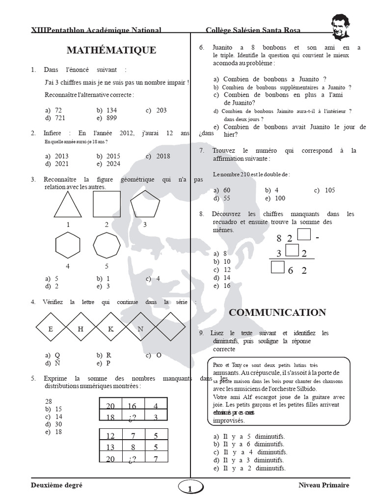 Questions de mathématiques et communication | PDF | Empire Inca | Pérou