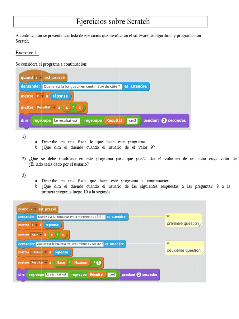 Ejercicios Scratch | PDF | Informática | Ingeniería de software