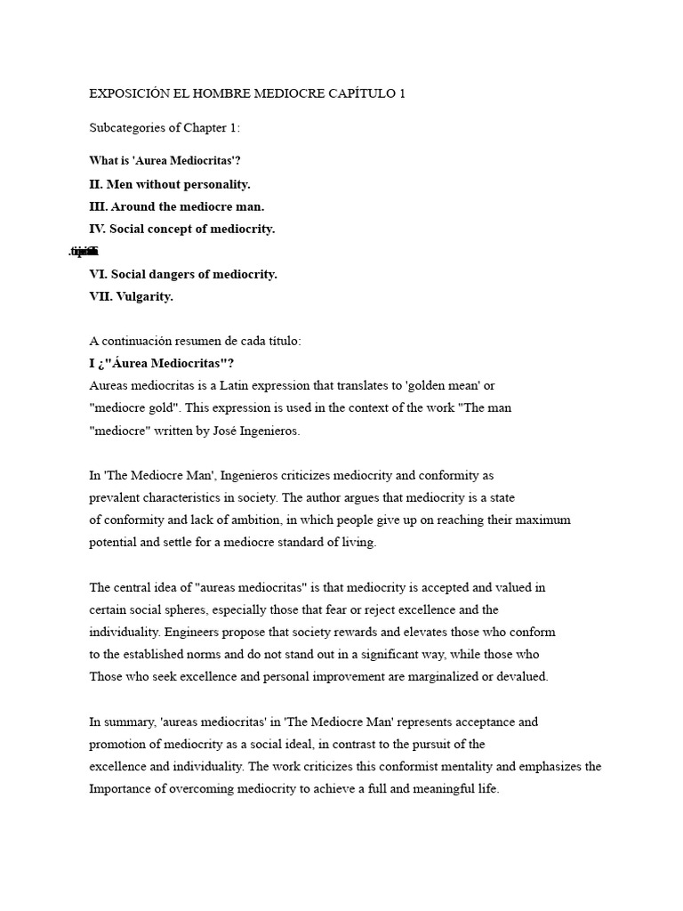 The Mediocre Man Chapter 1 | PDF | Value (Ethics) | Authenticity ...