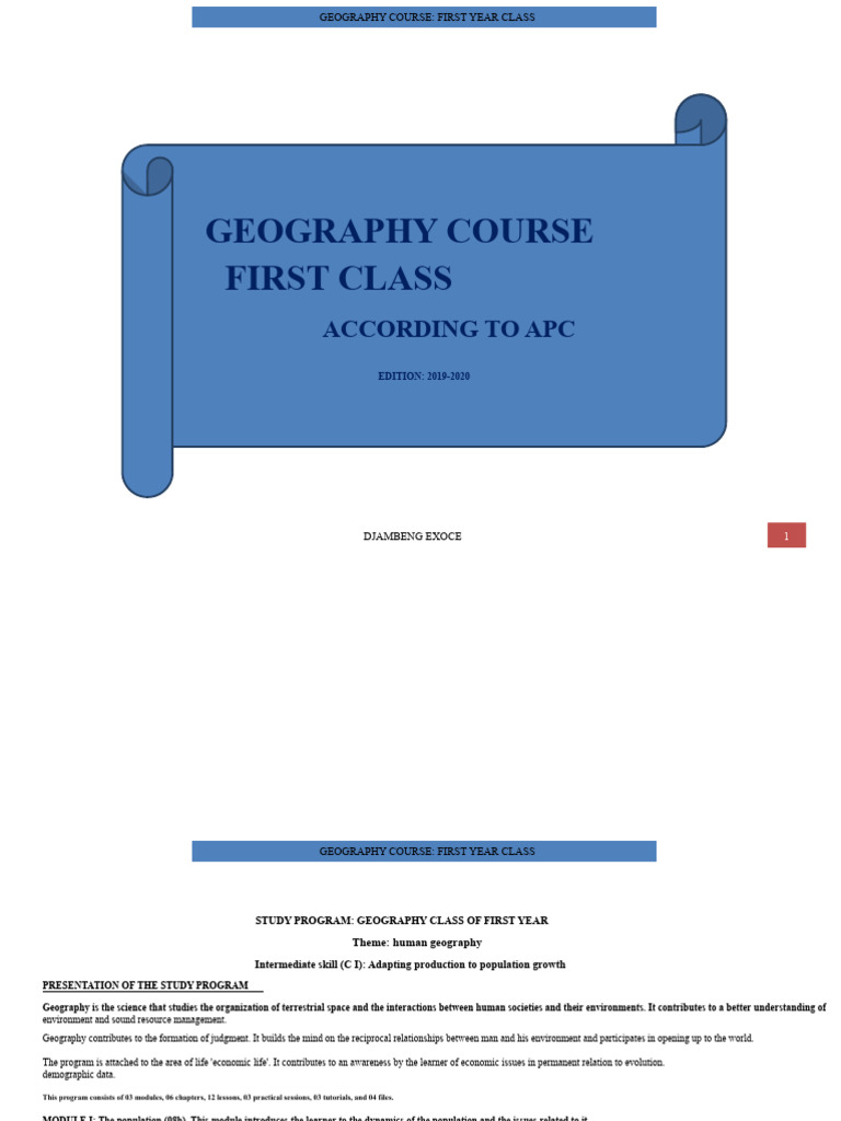 First Year Geography Course Overview | PDF | Immigration | Human Migration