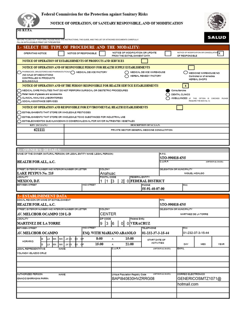 Sanitary Operation Notice Form Guide | PDF | Drink | Hygiene