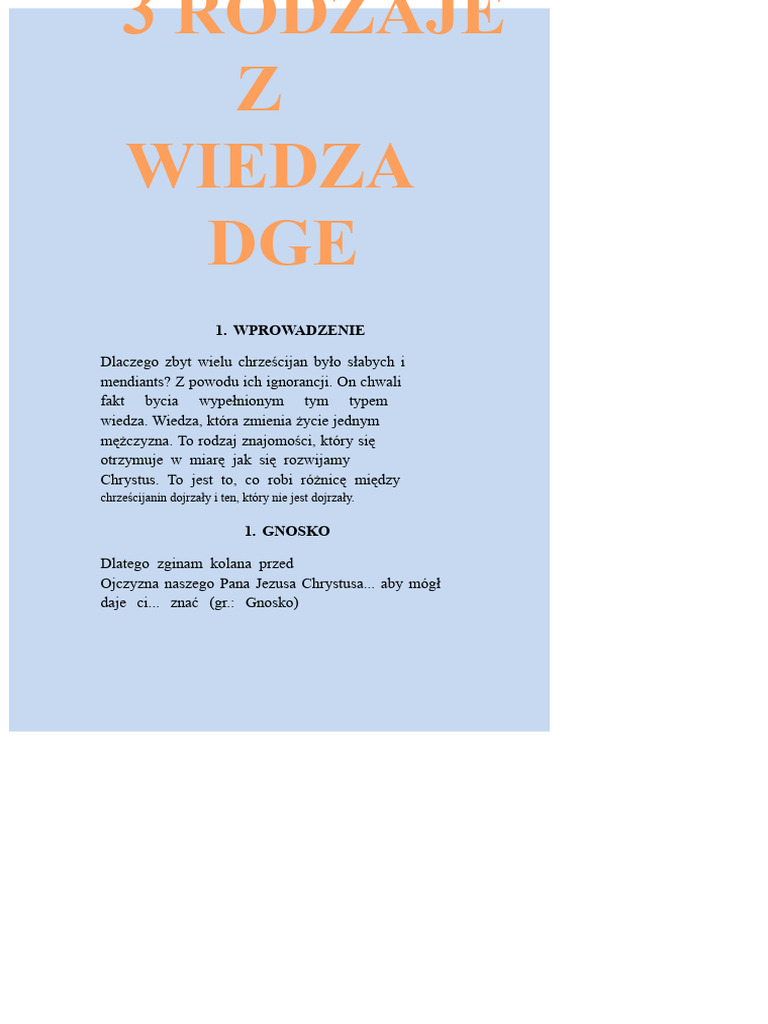 Trzy Rodzaje Wiedzy | PDF