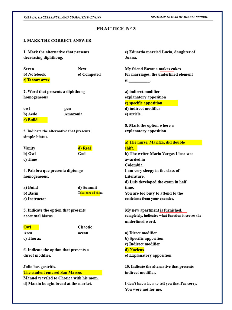 1st Sec. PRACTICE - GRAMMAR (1) How Much I Learned | PDF | Linguistics