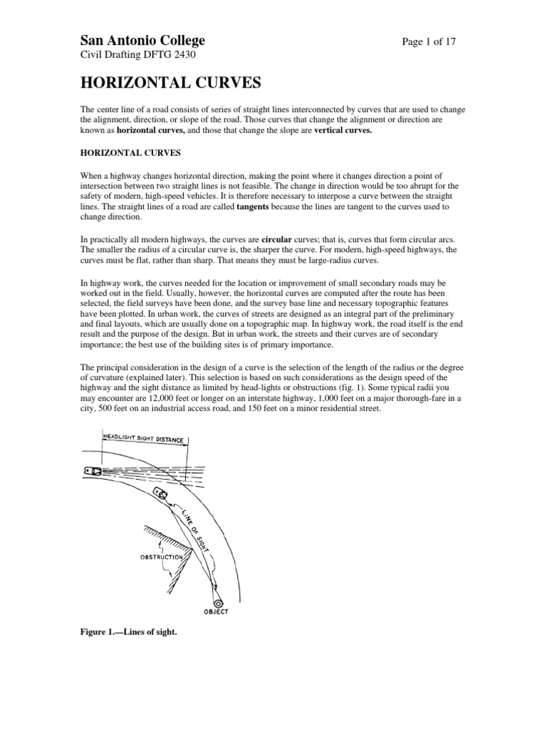 Horizontal Curves: San Antonio College | PDF | Angle | Curvature