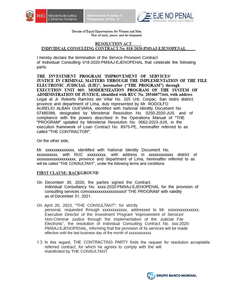 Model of Resolution of Contract by Mutual Agreement | PDF | Civil Law ...