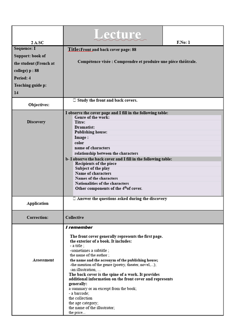 Educational Sheets French in Middle School New Ed SMT II | PDF ...