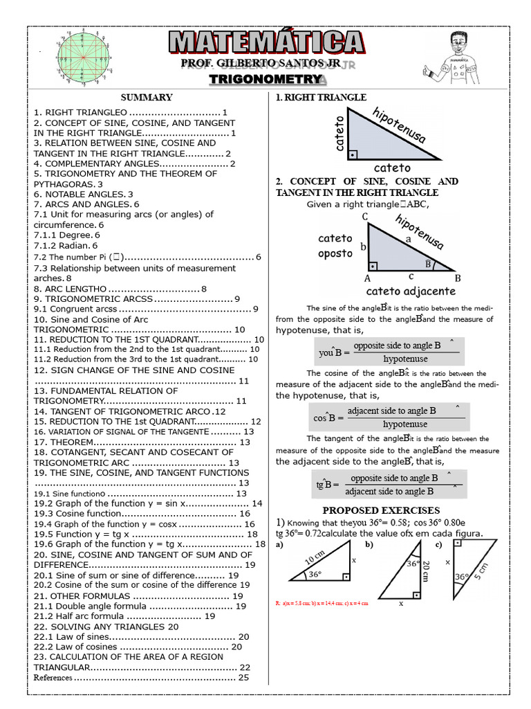 Trigonometry Workbook (25 Pages, 124 Questions, With Complete Answers ...