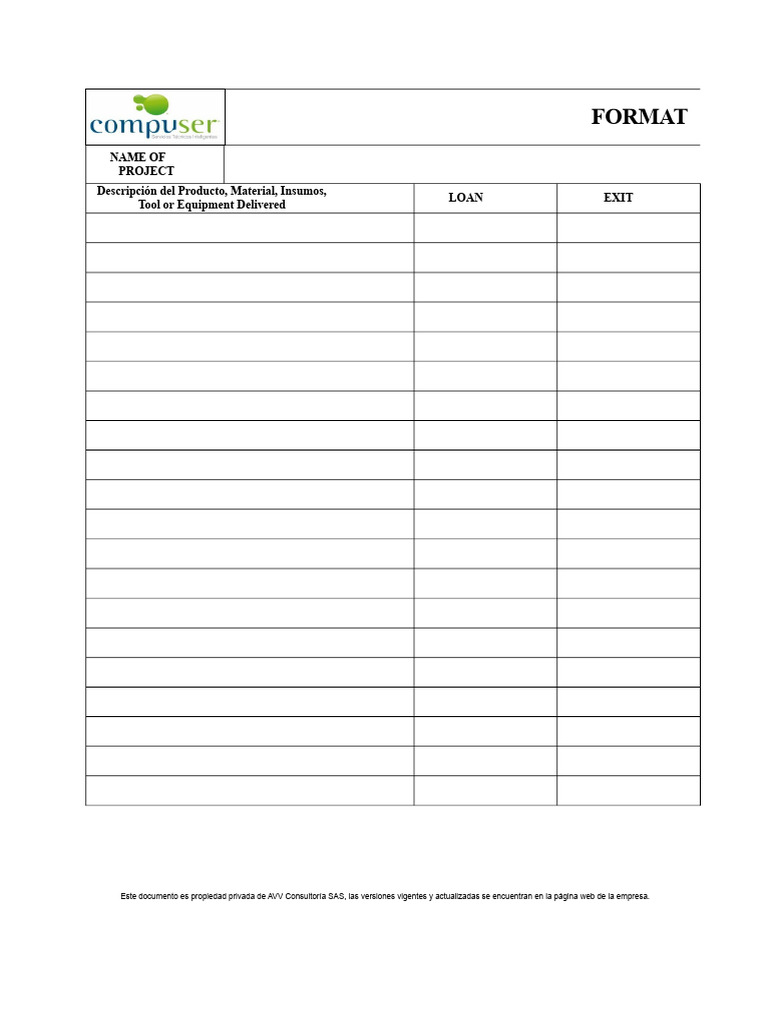 Tool Loan and Delivery Document | PDF