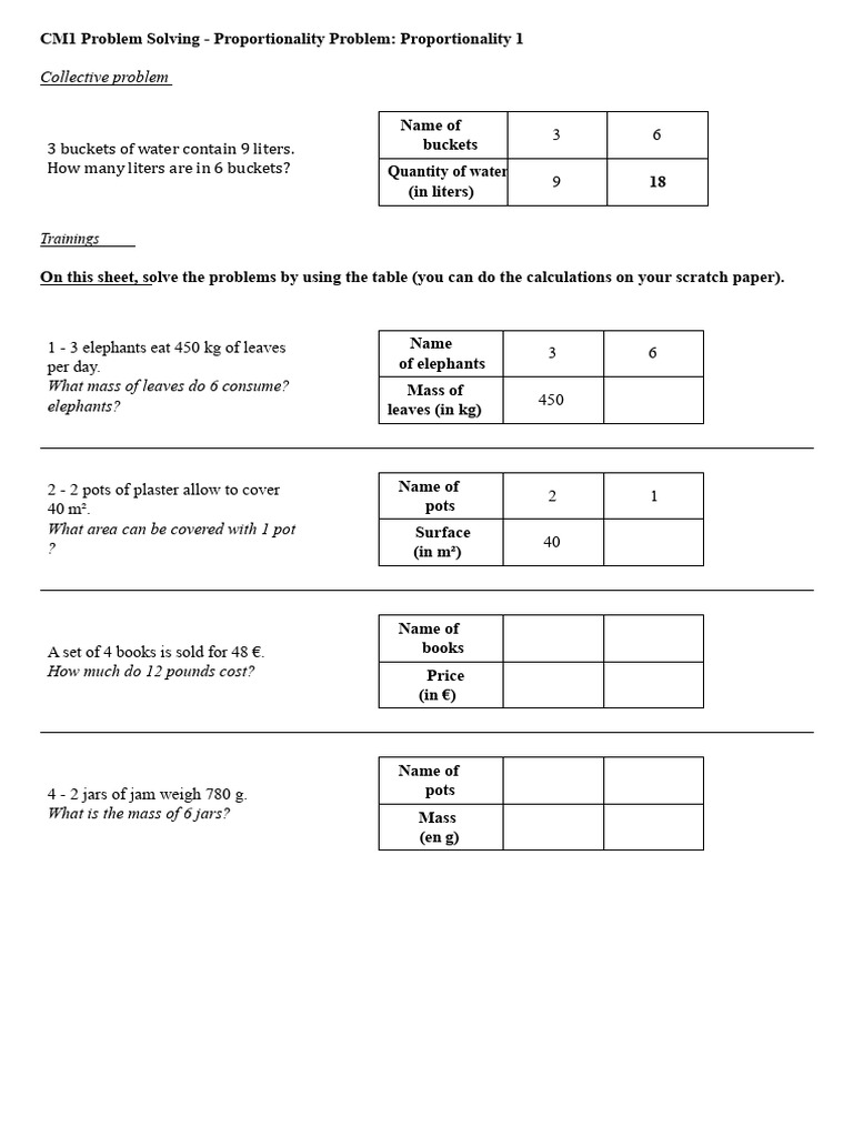 CM1 Problems of Proportionality Proportionality Exercises 1 | PDF | Biscuit | Foods