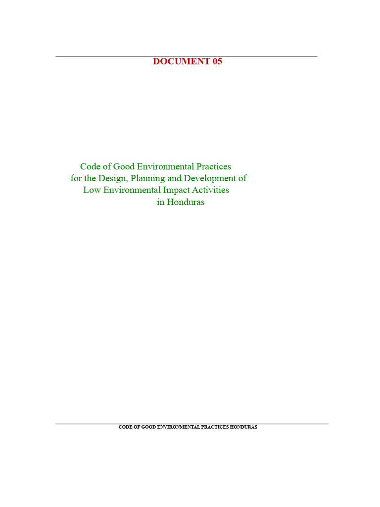 Document 05 - Code of Good Environmental Practices Honduras | PDF ...