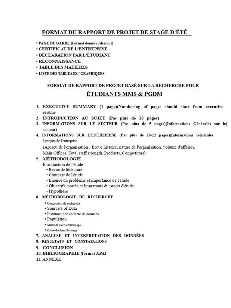 Format Du Rapport de Projet de Stage D'été 2014 | PDF