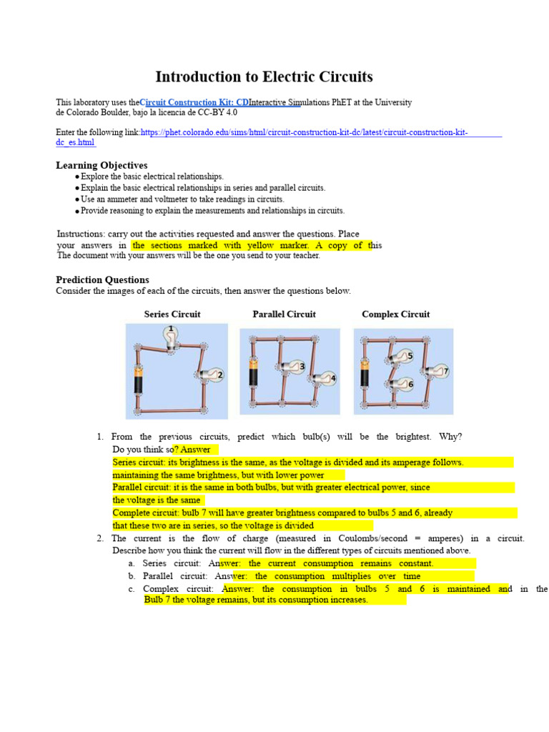 Electric Circuits Lab Guide | PDF | Voltage | Electric Current