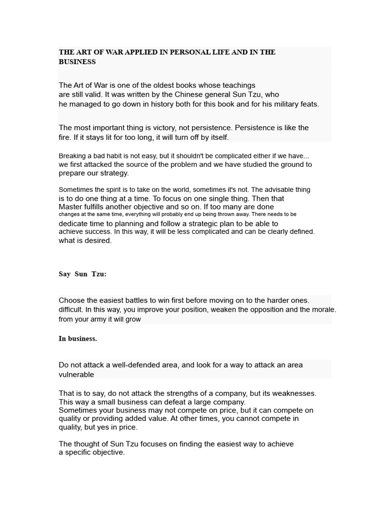 The Art of War Applied in Personal Life and Business | PDF | The Art Of ...