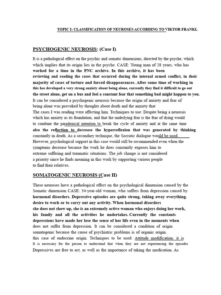 Psychogenic Neurosis | PDF | Neurosis | Major Depressive Disorder