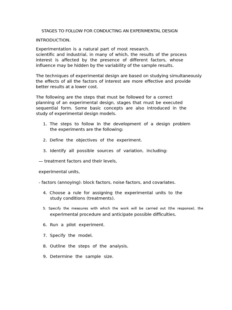 Steps for Effective Experimental Design | PDF | Experiment | Design Of ...