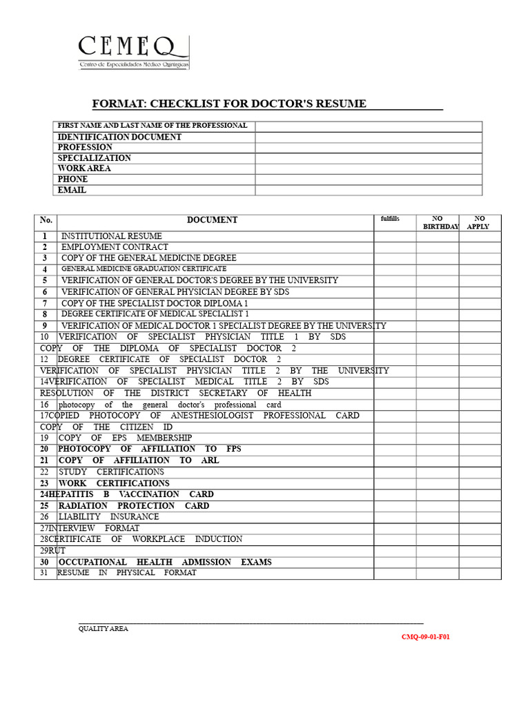 CHECKLIST MEDICAL HISTORY SHEET | PDF