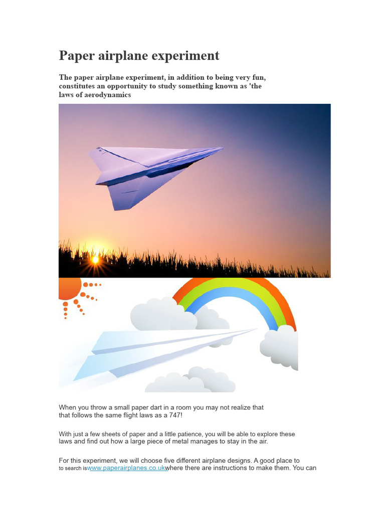Paper Airplane Experiment | PDF | Airplane | Aerospace Engineering
