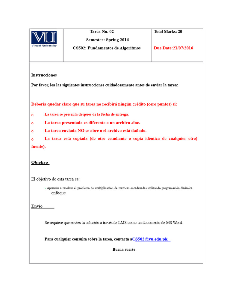 Tarea No 2 Cs 502 Solución | PDF | Programación dinámica | Programación ...