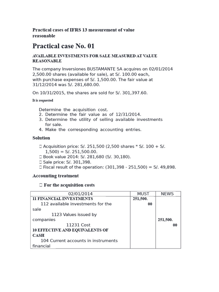 Case Studies IFRS 13 Fair Value Measurement | PDF | Fair Value | Investing