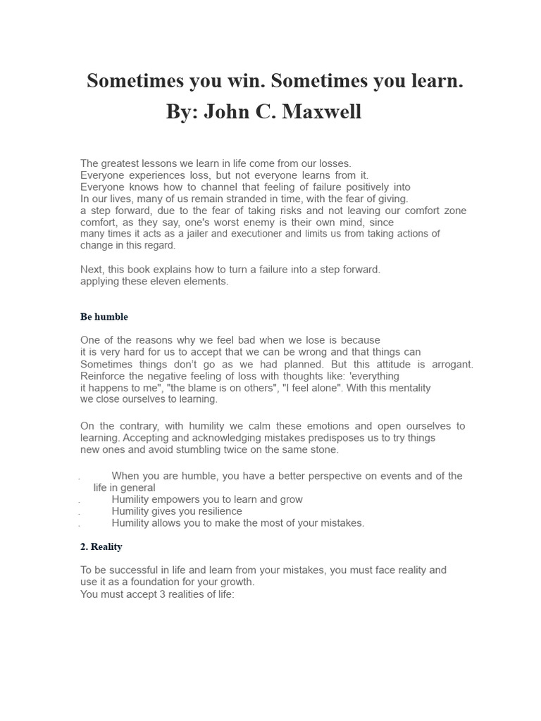 Sometimes You Win | PDF | Feeling | Learning