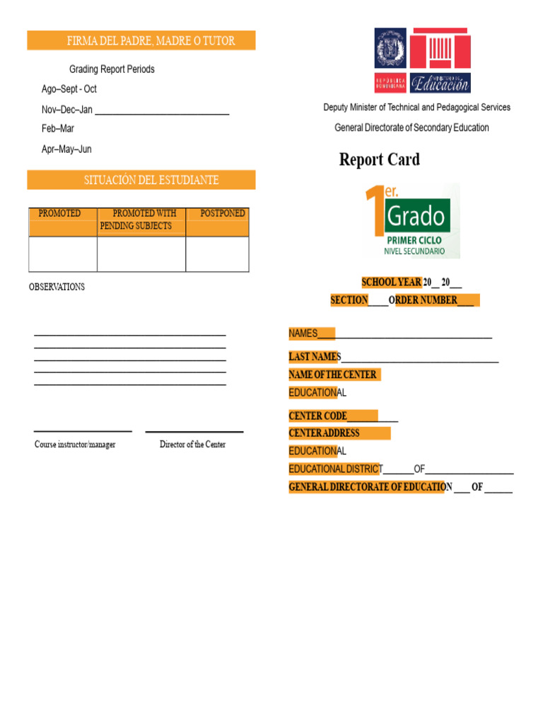 Student Report Card Template | PDF