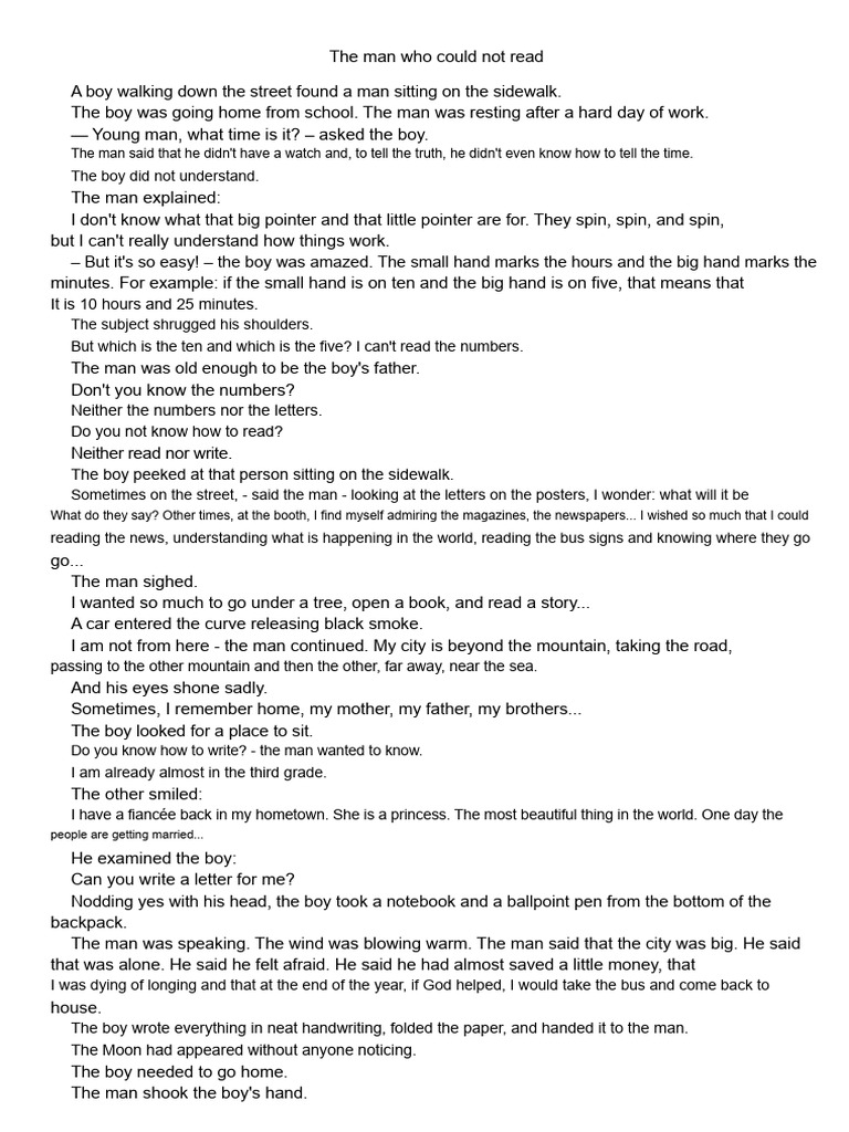 The Man Who Could Not Read | PDF