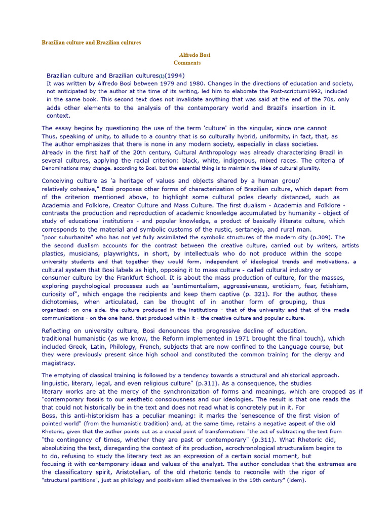 Brazilian Culture and Brazilian Cultures - Comments | PDF | Knowledge ...