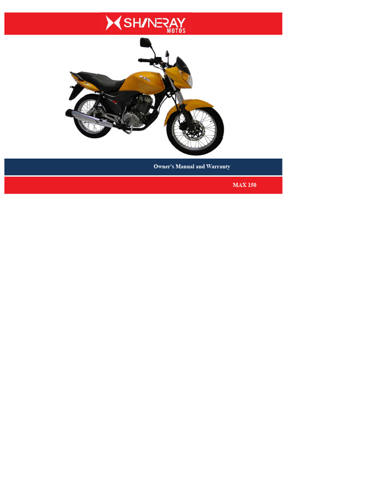 Owner's Manual Max 150 | PDF | Motorcycle | Exhaust Gas