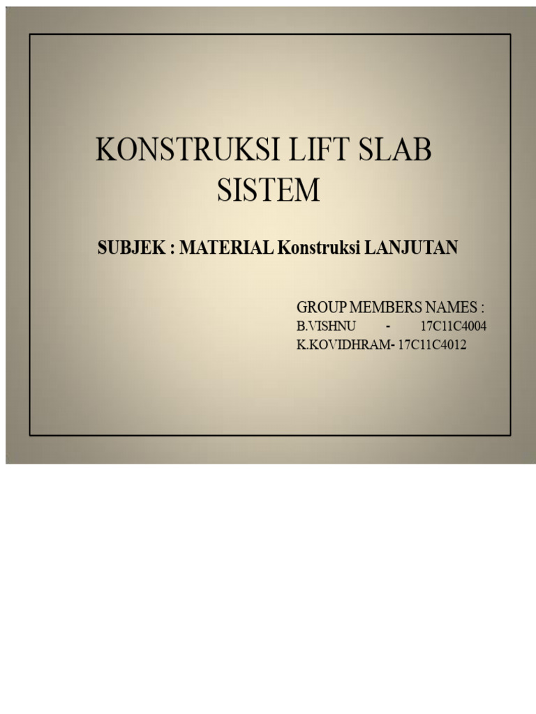 Metode Konstruksi Lift Slab Beton | PDF